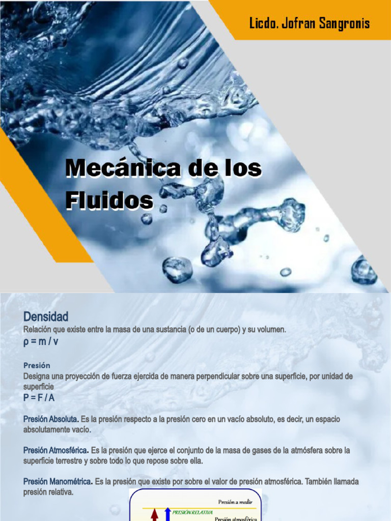 Unidad 5 Mecanica de Los Fluidos | PDF | Presión | Densidad