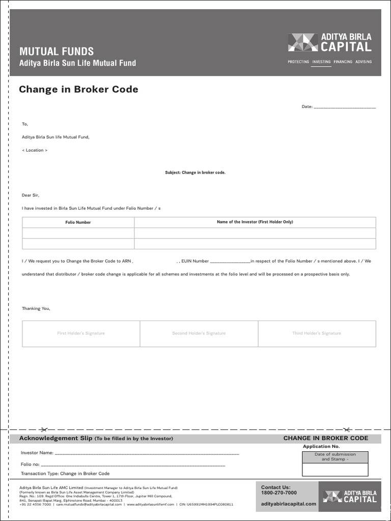 Change of Broker Code Form | PDF | Money | Financial Markets
