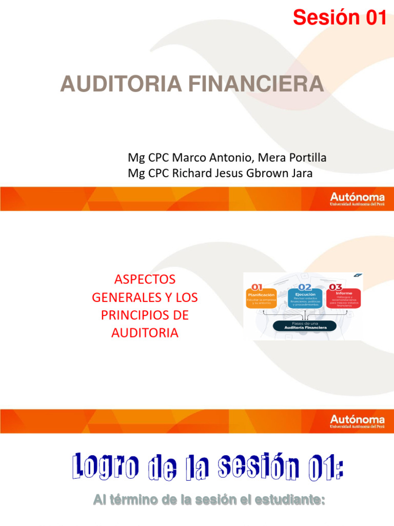 Semana 01 Aspectos Generales y Principios de Auditoria | PDF | Auditoría | Business