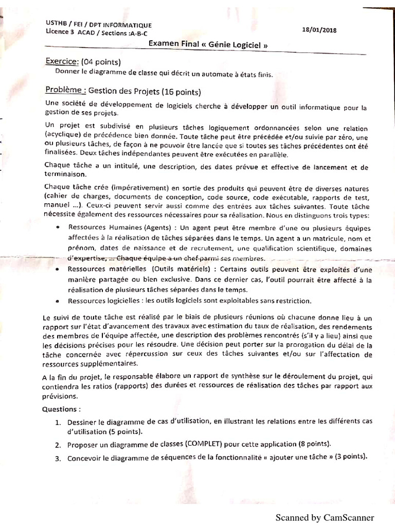 Examen 2018 Avec Solution | PDF Examen 2018 Avec Solution | PDF
