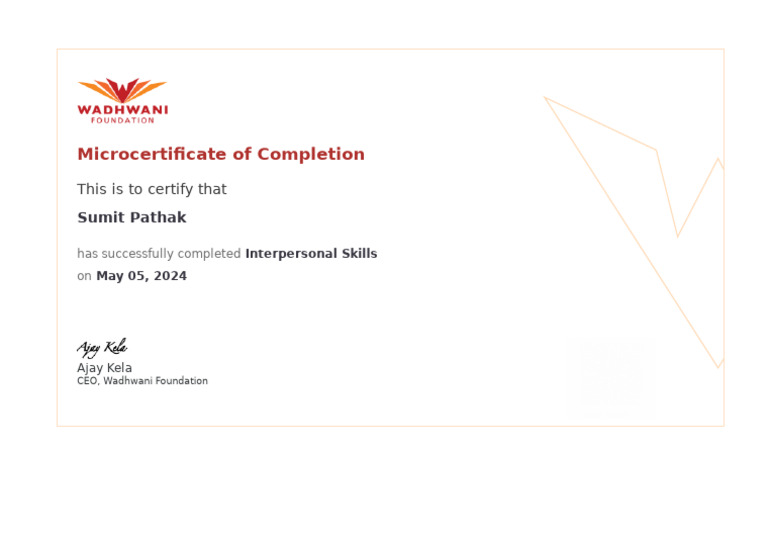 Wadhwani Foundation Certificate - 6637b5ef676ef3934dd771d2-1 | PDF