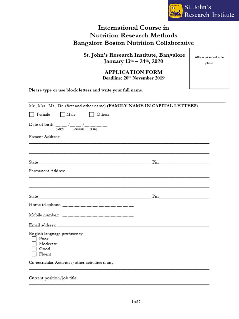 BBNC 2020 Application Form | PDF | Dietitian | Health Care