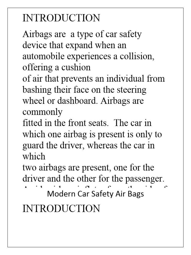 Modern Car Safety Air Bags | PDF | Airbag | Seat Belt