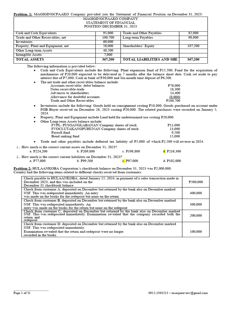 Resa b45 Far Final PB Exam Questions Answers Solutions Compress | PDF | Dividend | Present Value
