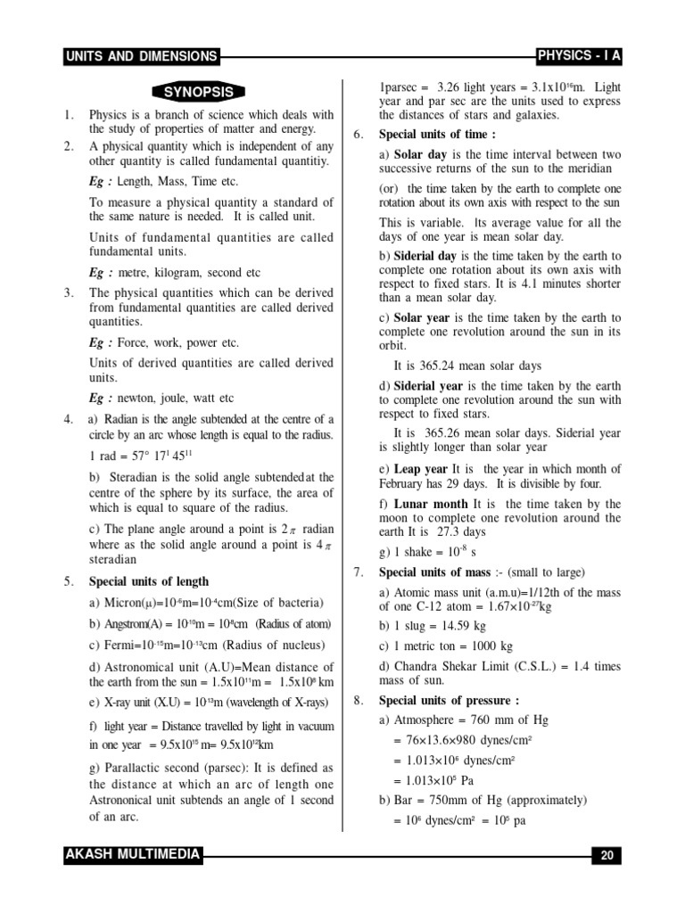 1a. UNITS & DIMENSIONS (NEON) (20-39) | PDF | Force | Sun