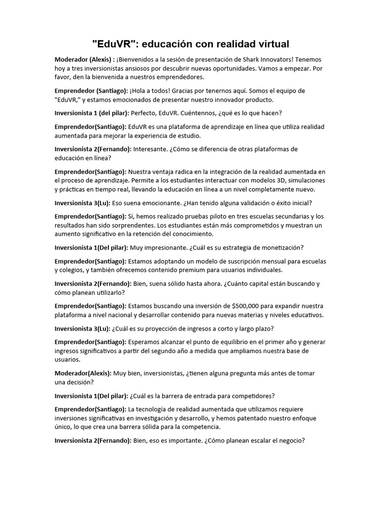 Edu VR | PDF | Iniciativa empresarial | Realidad aumentada