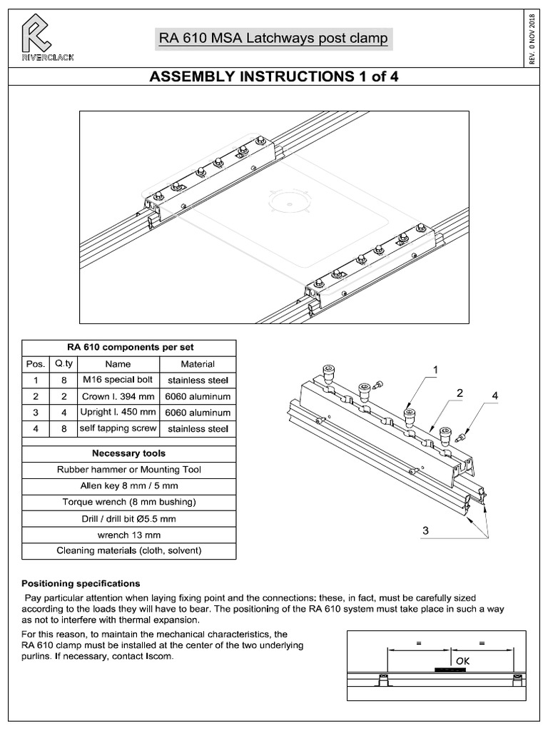 RA 610 MSA Latchways Post Clamp Instalation Instruction | PDF