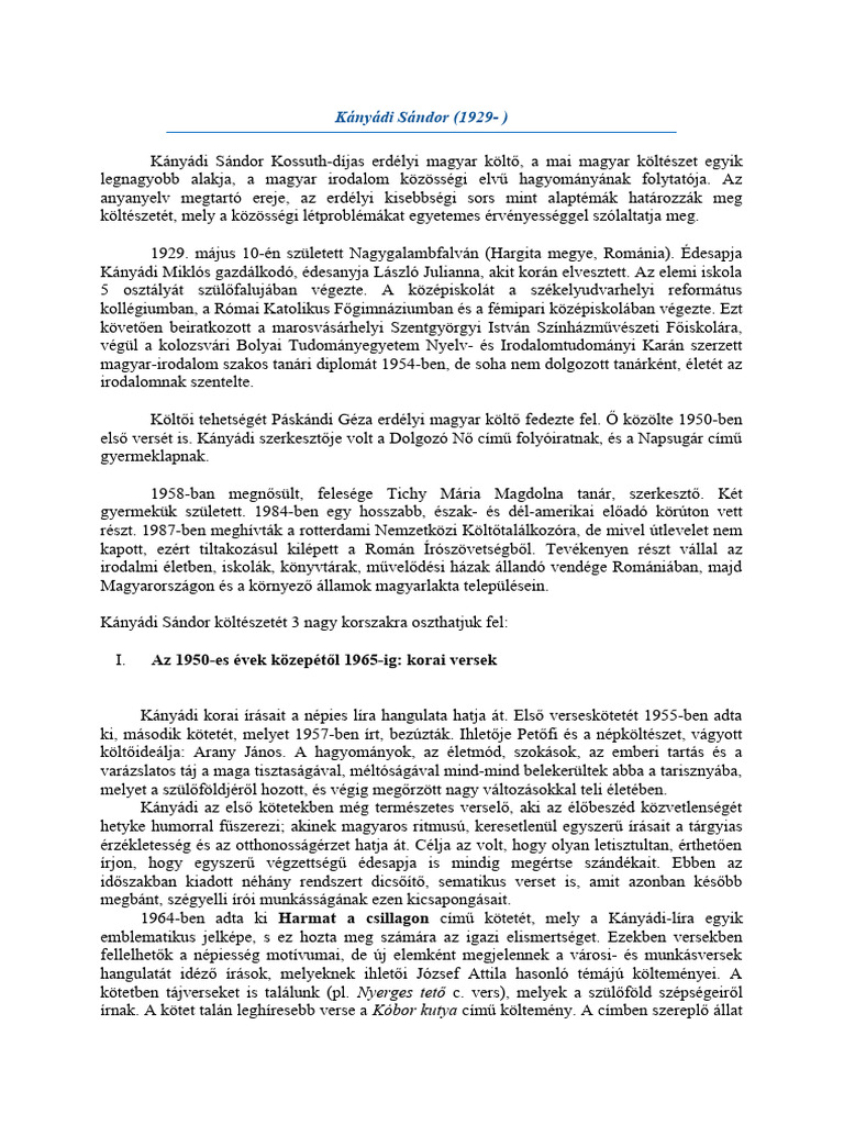 Kanyadi Sandor 1929 | PDF