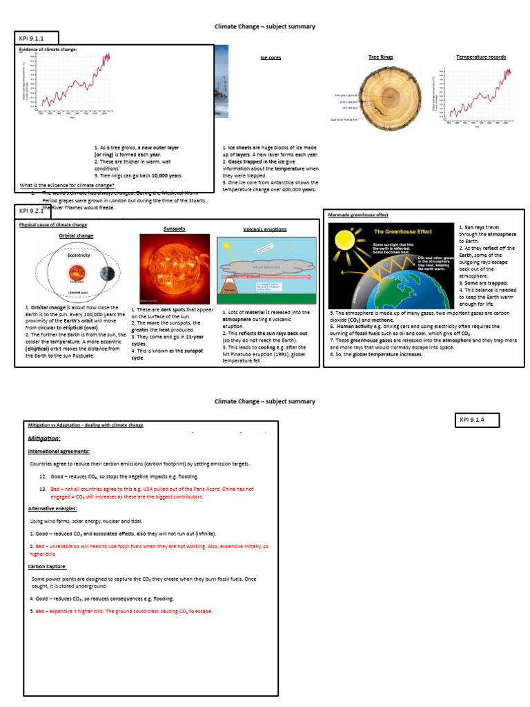 10 Climate Change Revision Organiser Pdf Climate Change Climate