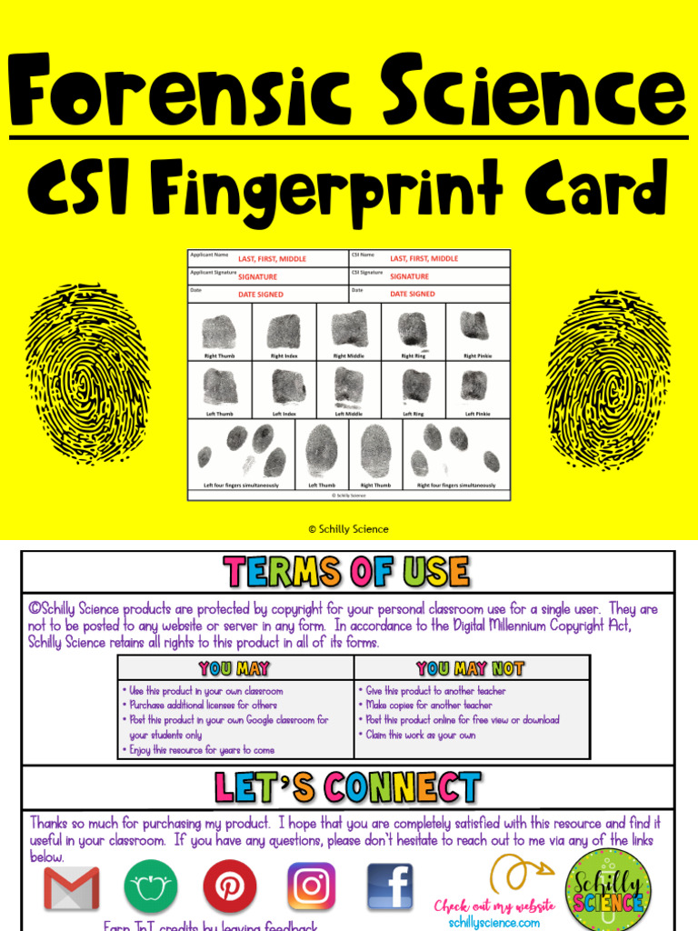 CSIForensicFingerprintCards-1 | PDF | Forensic Science | Fingerprint