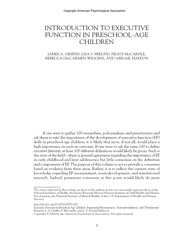 Executive-Function-in-Preschool-Age-Children-Intro-Sample APA | PDF ...