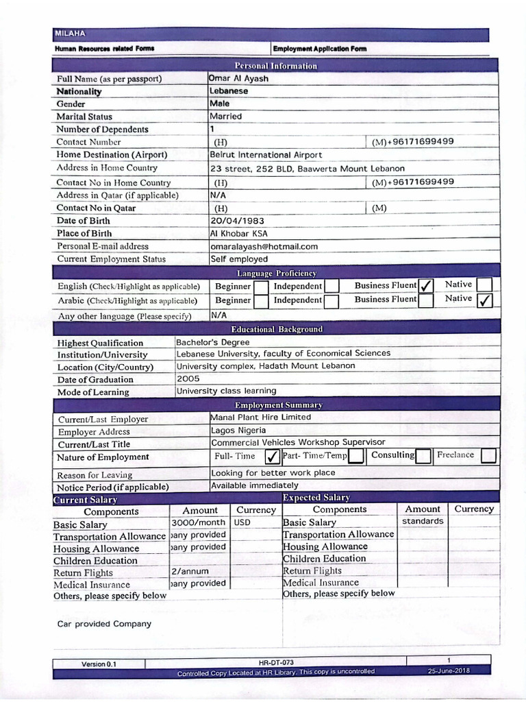 Employment Application Form 2023 | PDF