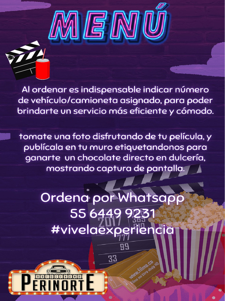 Menú Autocinema Perinorte | PDF