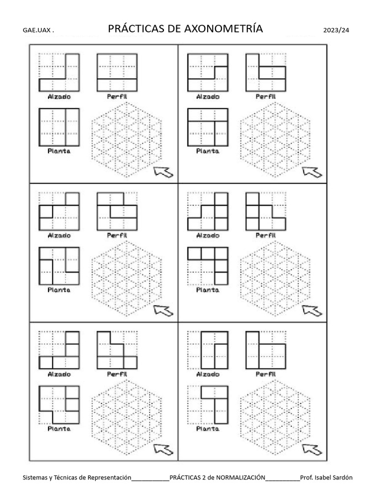 Ejercicios de Axonometría | PDF