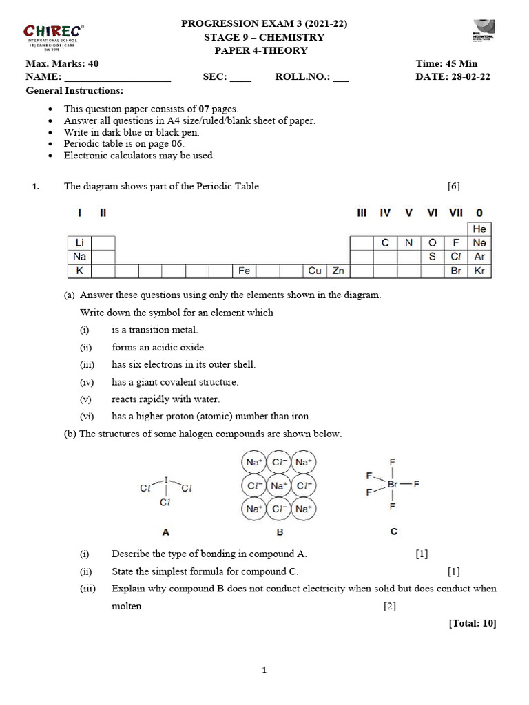 Pe3-Stage 9 Chemistry - P4 | PDF | Chemical Compounds | Hydrochloric Acid