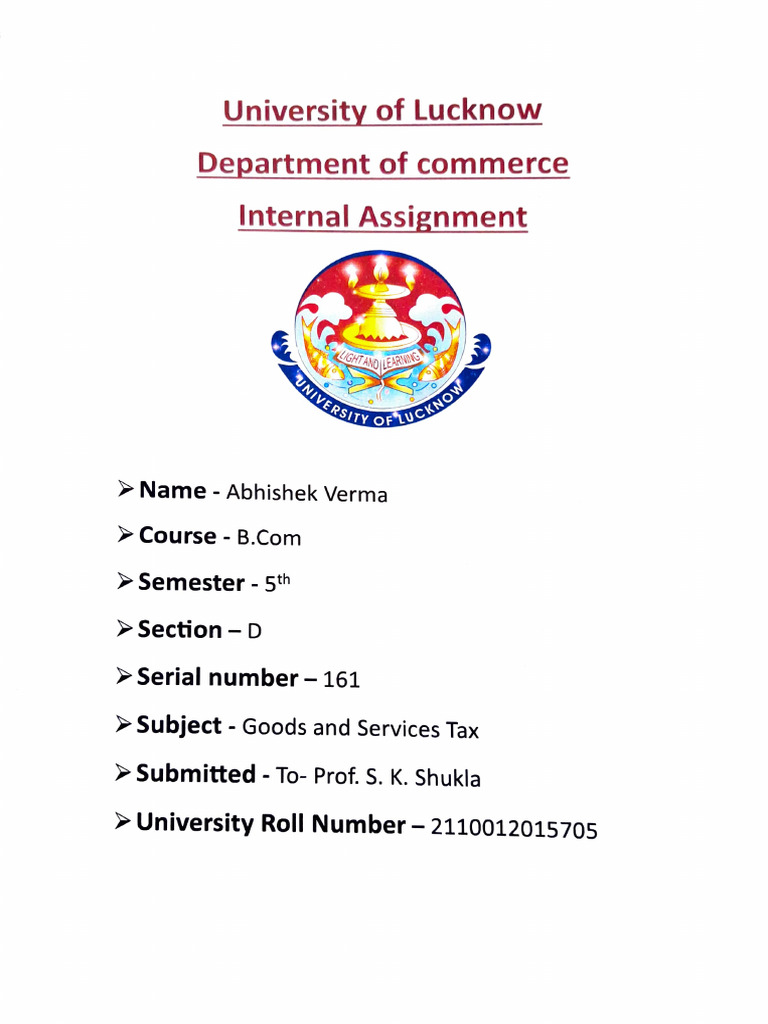 GST Assignment For Lucknow University | PDF | Public Finance | Taxes