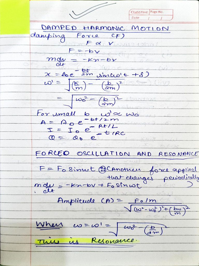 Damped Harmonic Motion | PDF