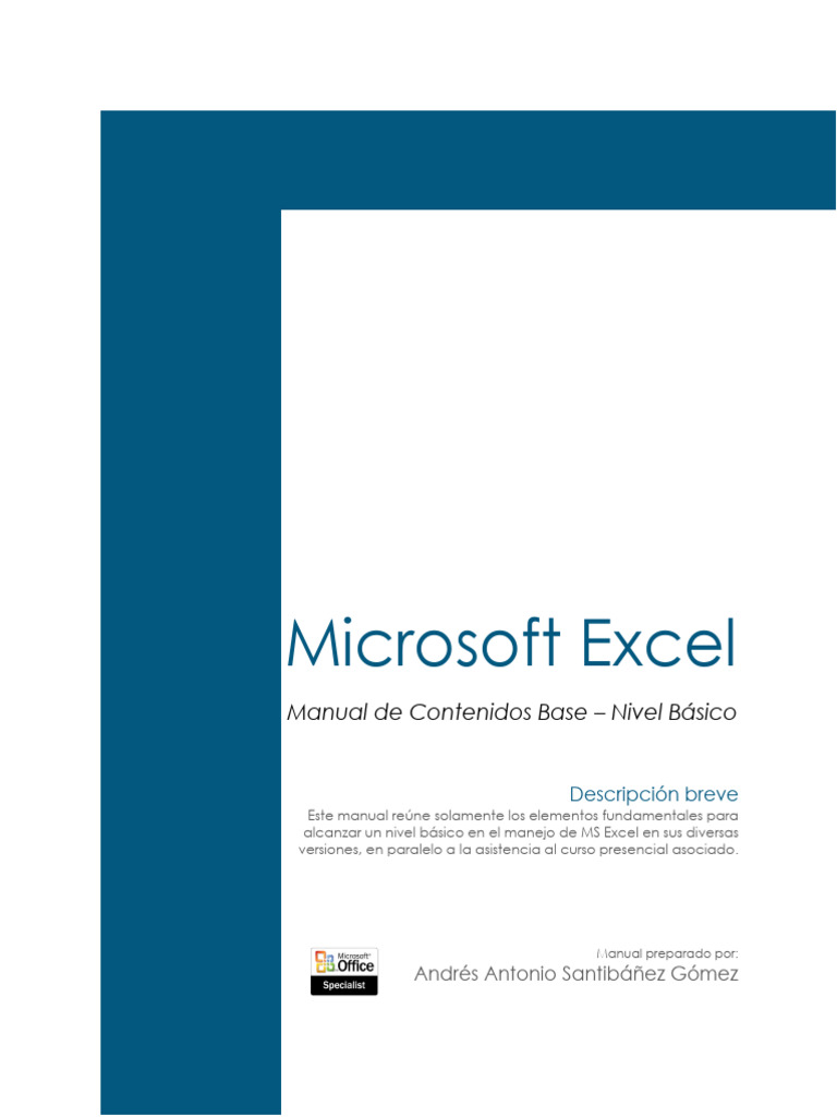 MANUAL DE CONTENIDOS BASE - MICROSOFT EXCEL - NIVEL BÁSICO | PDF | Microsoft Excel | Archivo de ...