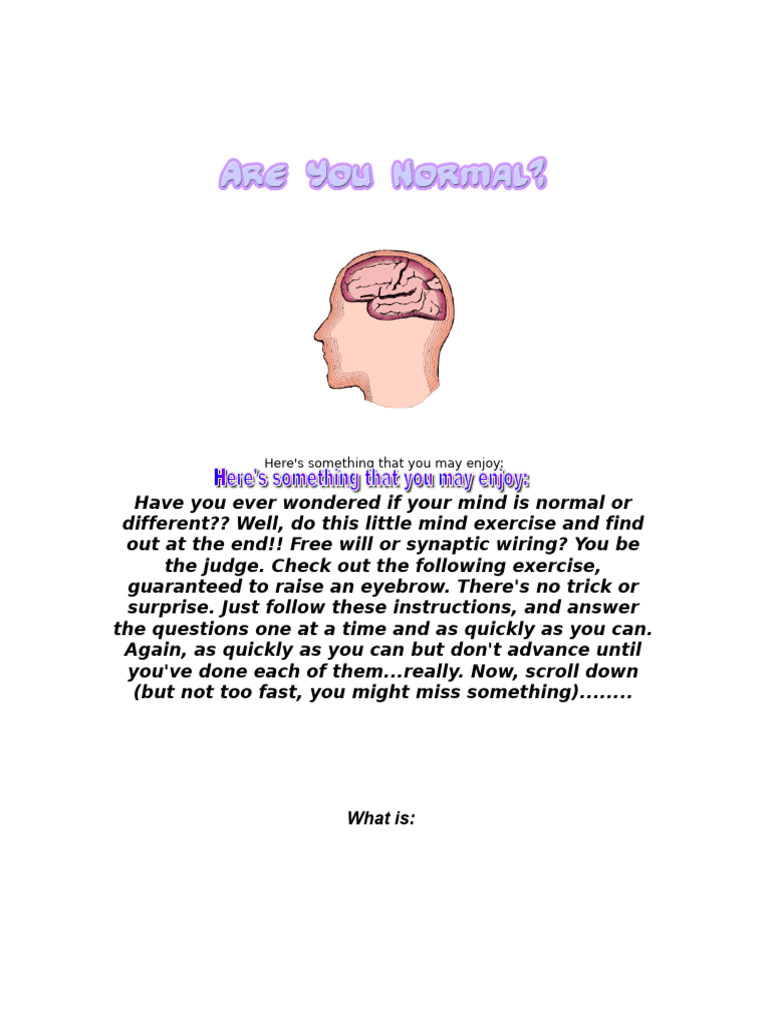 Are You Normal | PDF