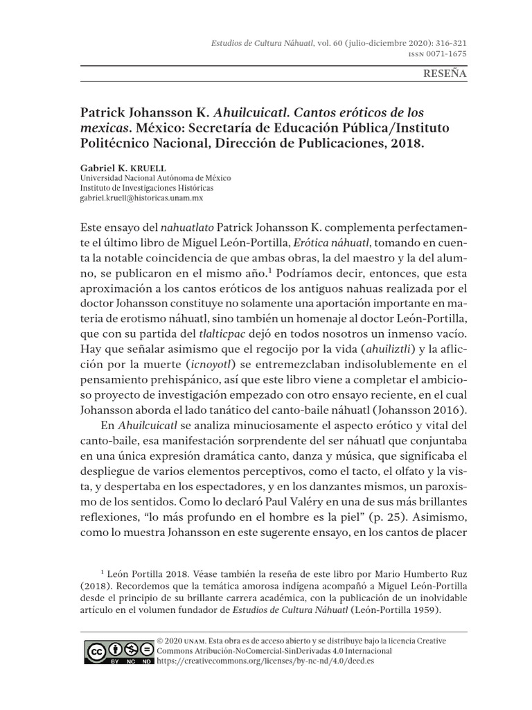 Patrick Johansson K. Ahuilcuicatl. Cantos Eróticos de Los Mexicas | PDF | Náhuatl | azteca