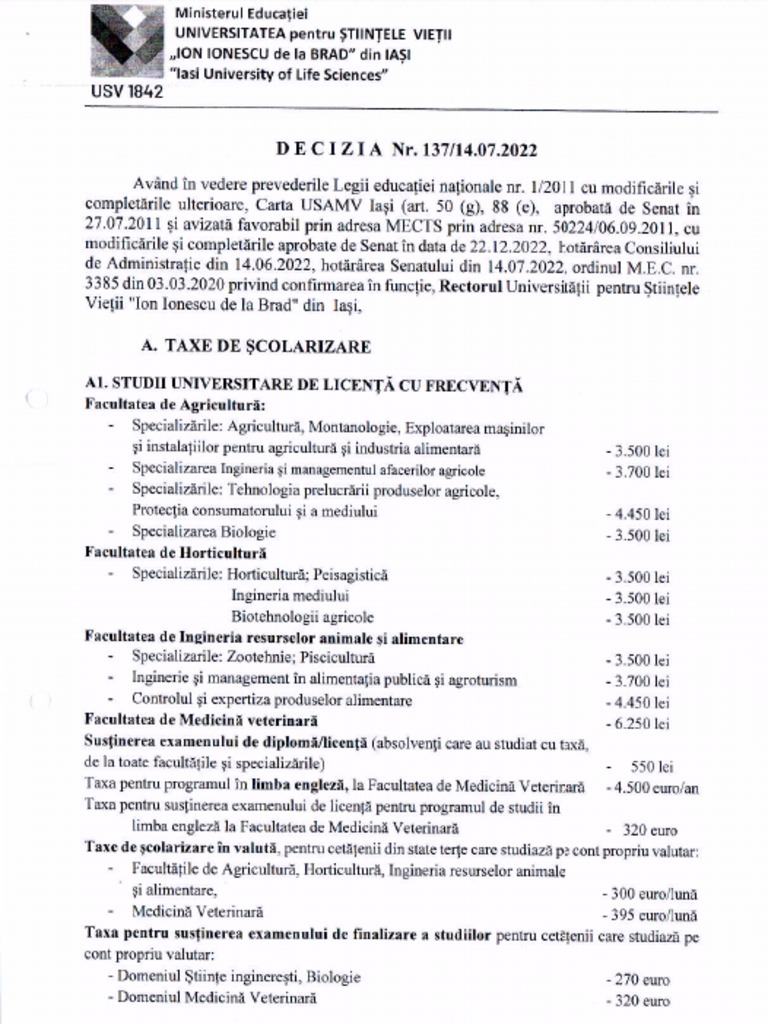 Taxe Scolarizare | PDF