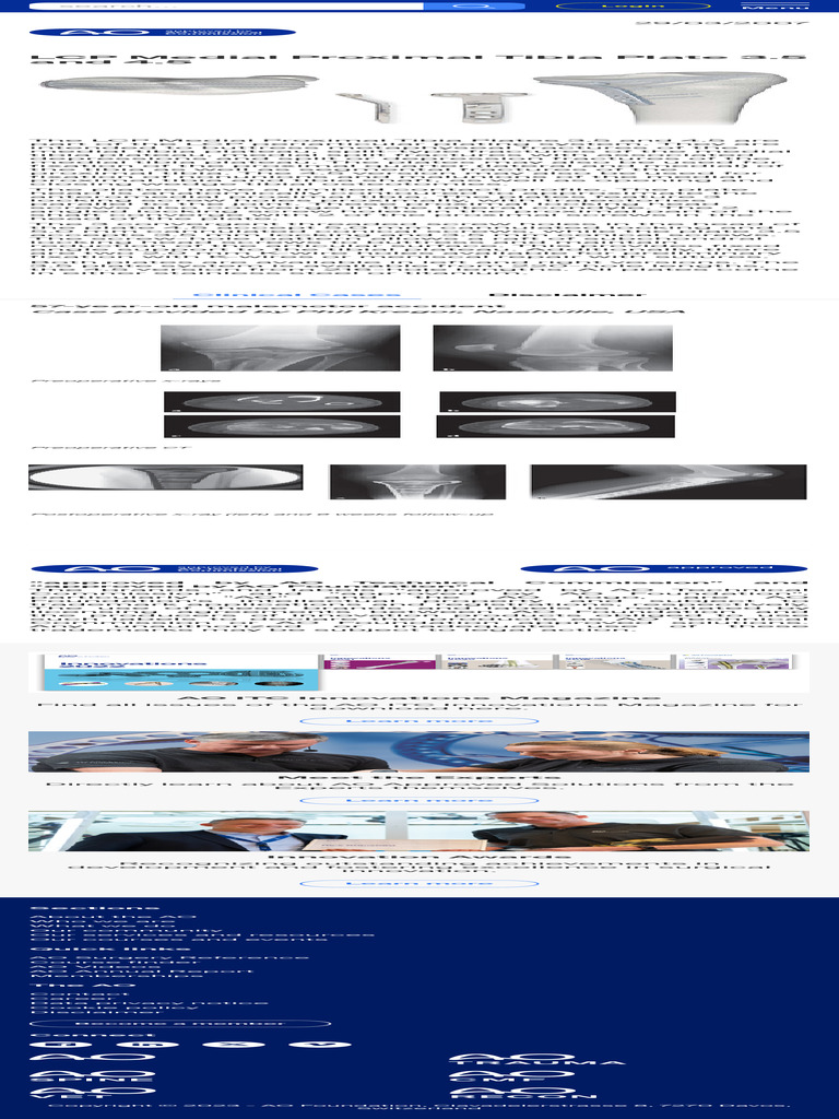 LCP Medial Proximal Tibia Plate 3.5 and 4.5 | PDF | Musculoskeletal System