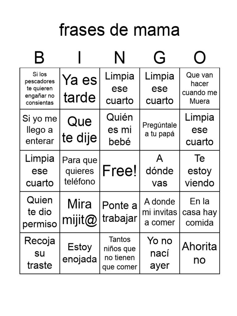 Bingo Frases de Mamá | PDF