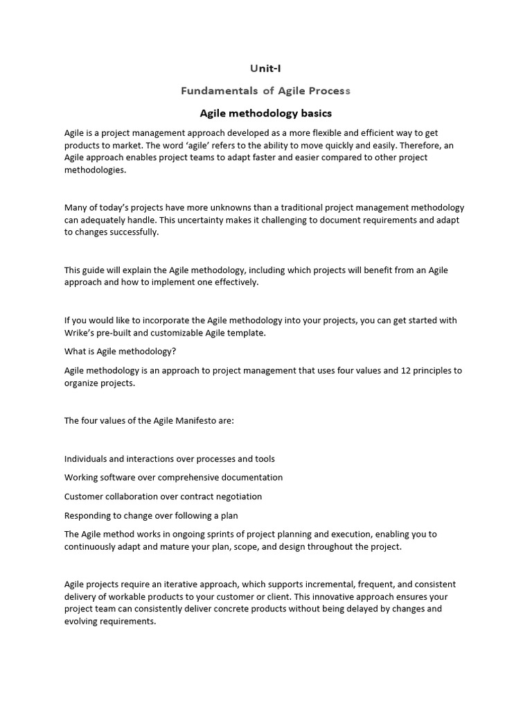 Unit I | PDF | Agile Software Development | Scrum (Software Development)