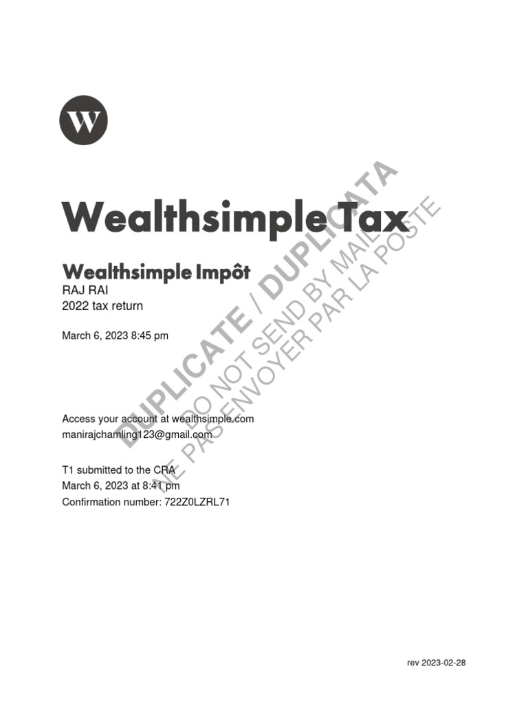 Raj Man Rai T1 2022 | PDF | Tax Refund | Tax Deduction