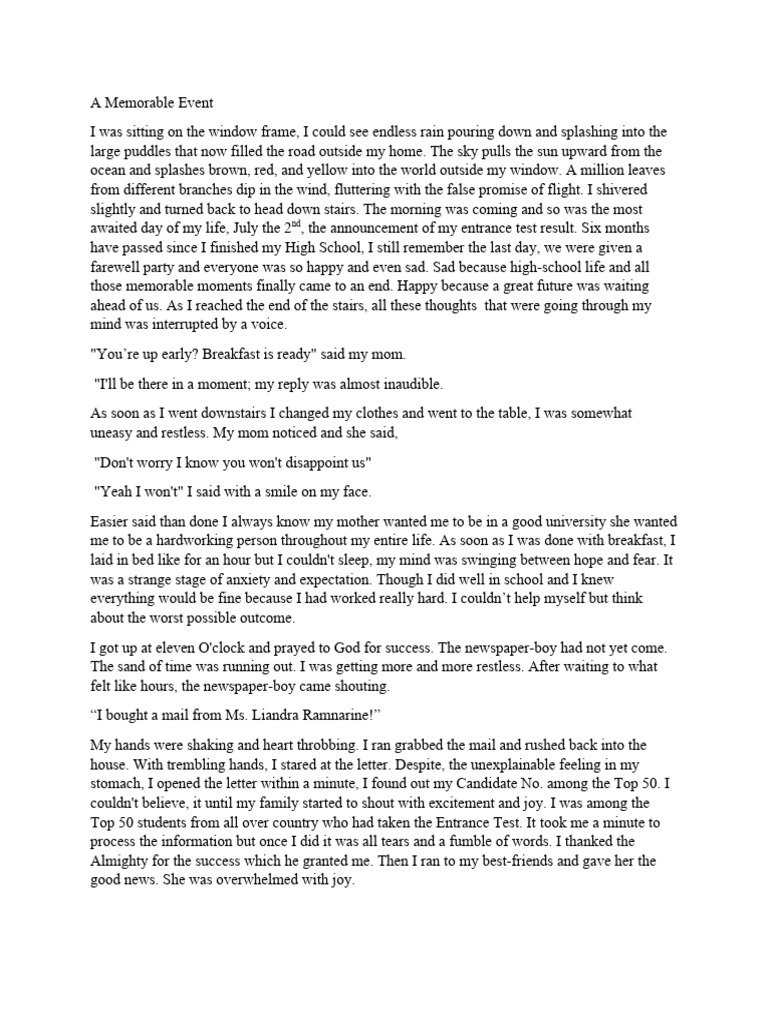 A Memorable Event | PDF