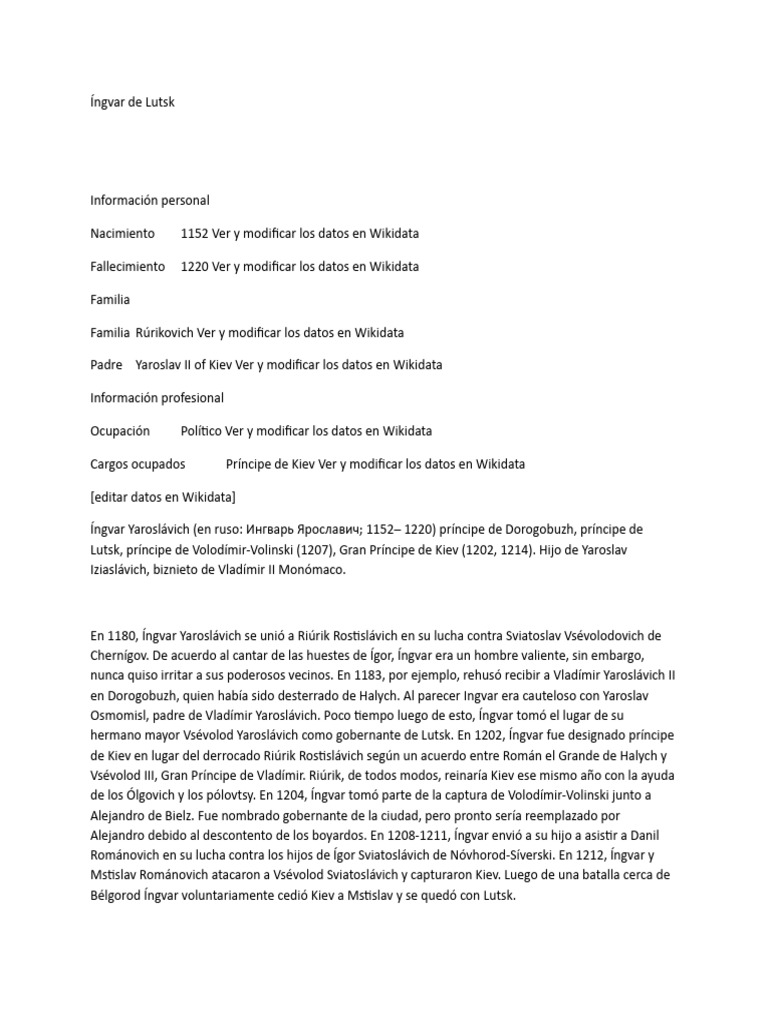 Íngvar de Lutsk | PDF | Historia | Clásicos