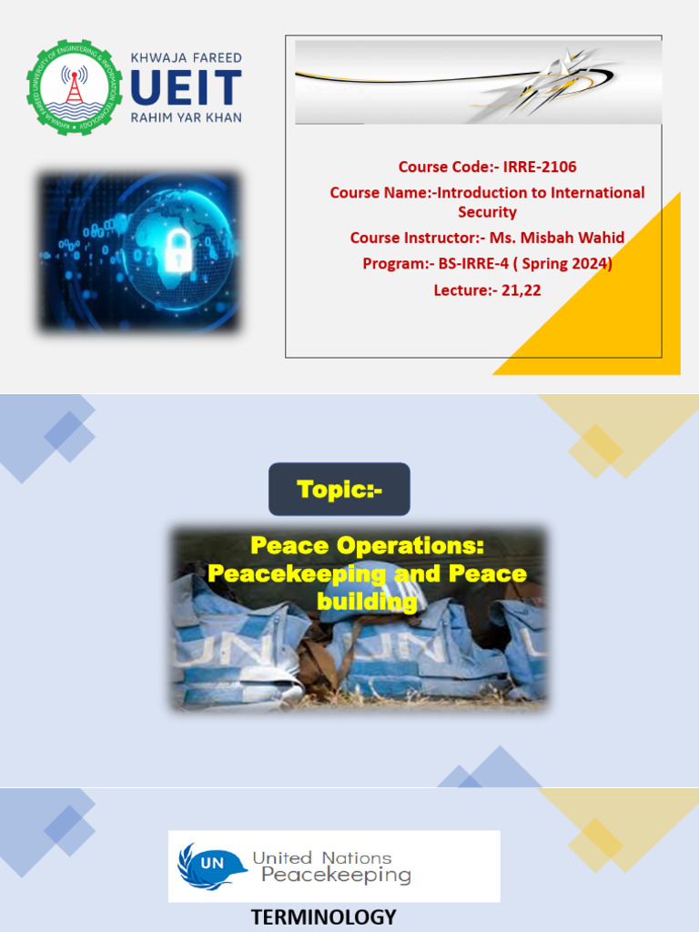 Lecture #21,22 | PDF | Peacebuilding | Peacekeeping