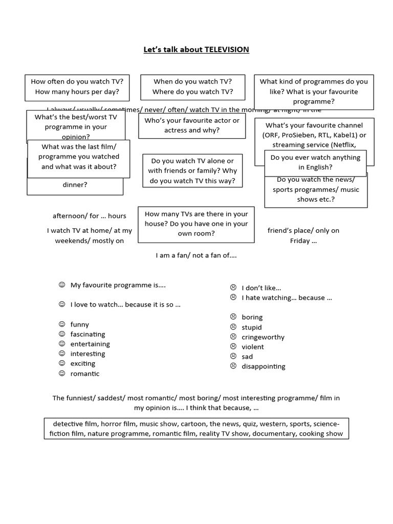 Lets Talk About TV Programmesmovies Conversation Topics Dialogs ...