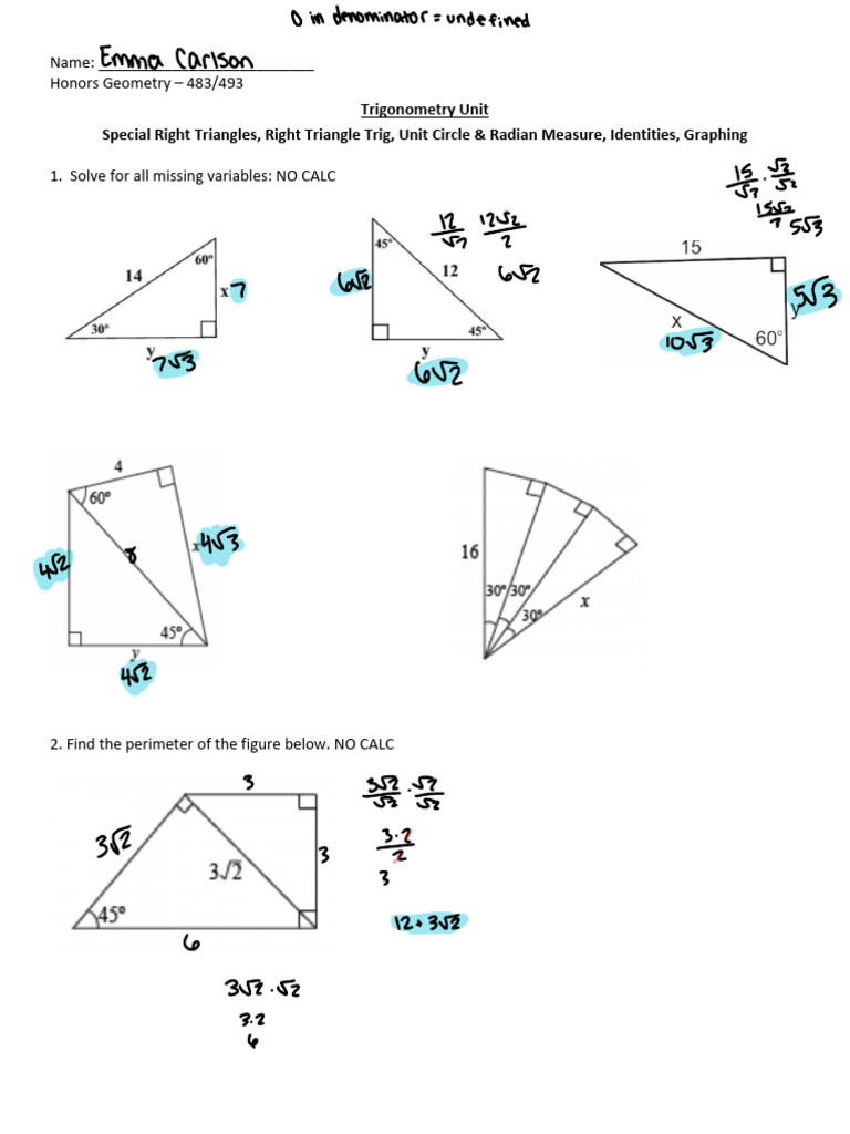 trig test review | PDF | Euclid | Elementary Geometry