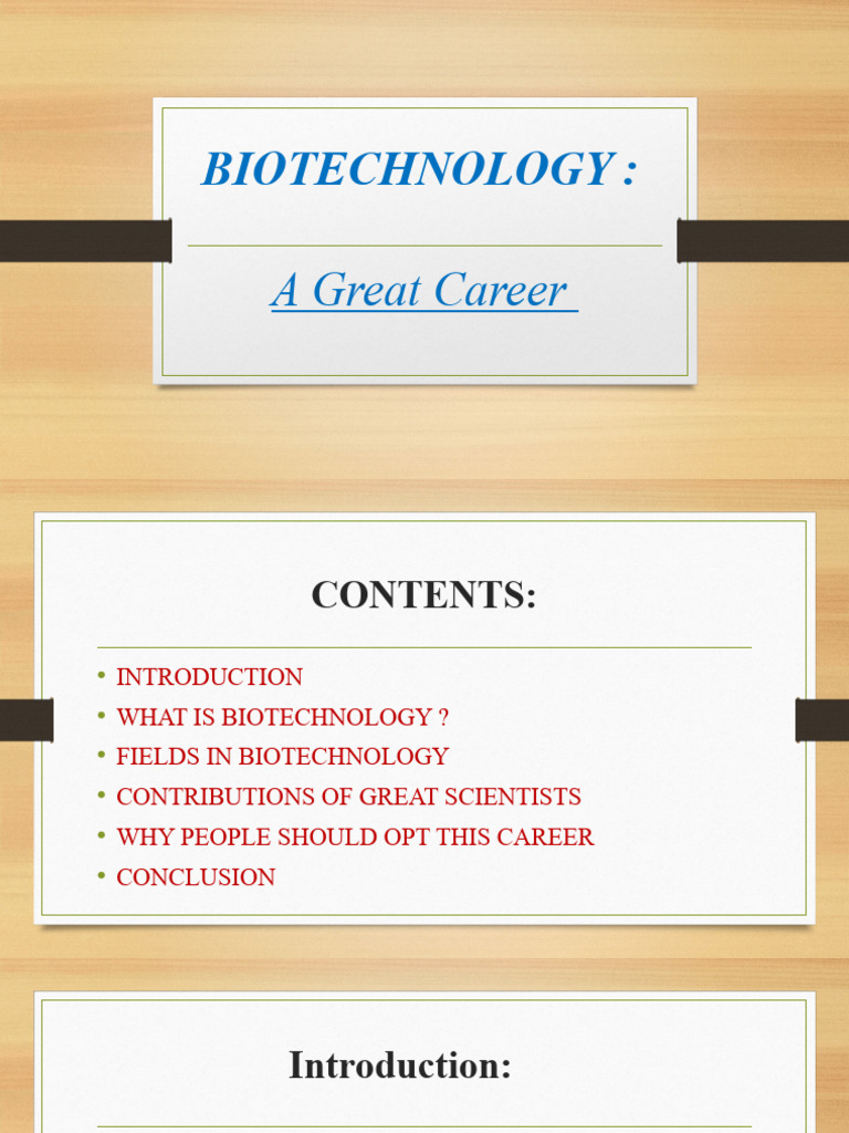 Biotechnology:: A Great Career | PDF | Biotechnology | Genetic Engineering