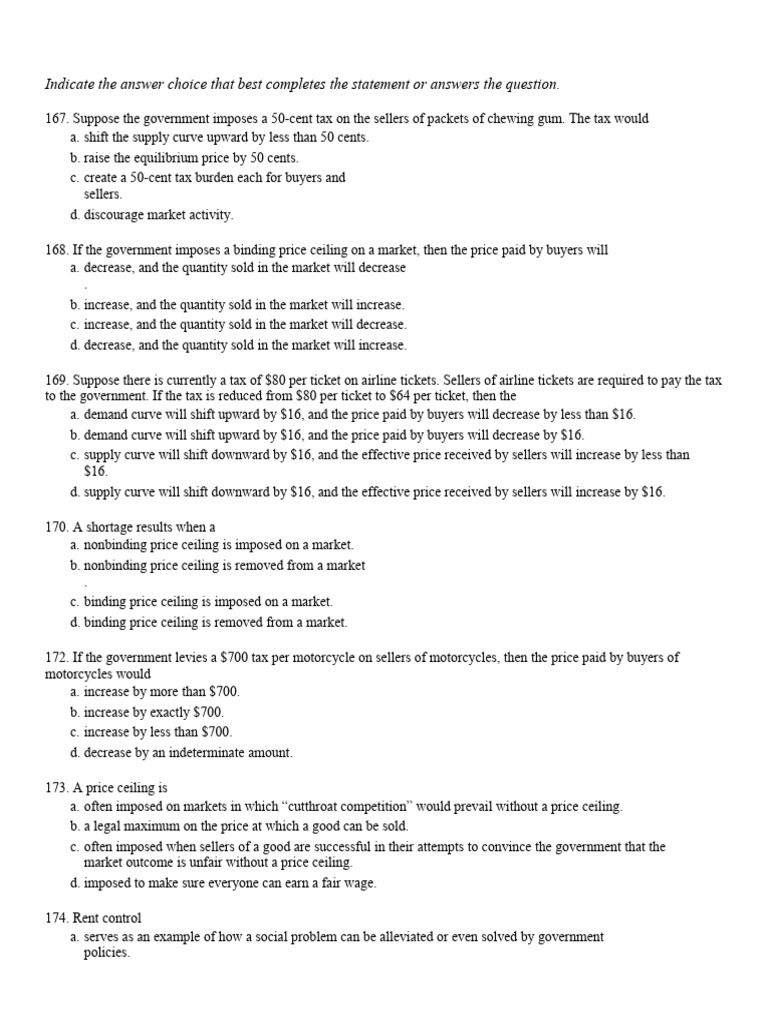 Micro Chapter 6 Exercise | PDF | Tax Incidence | Price Elasticity Of Demand