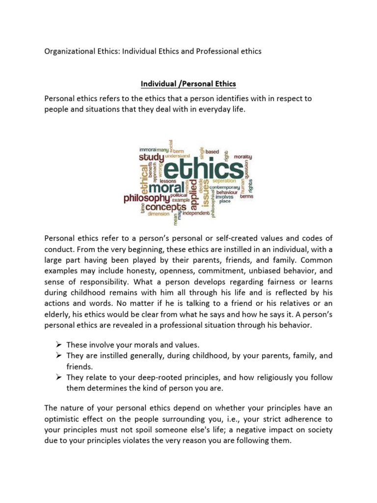 Individual and Professional Ethics Explained | PDF | Professional ...