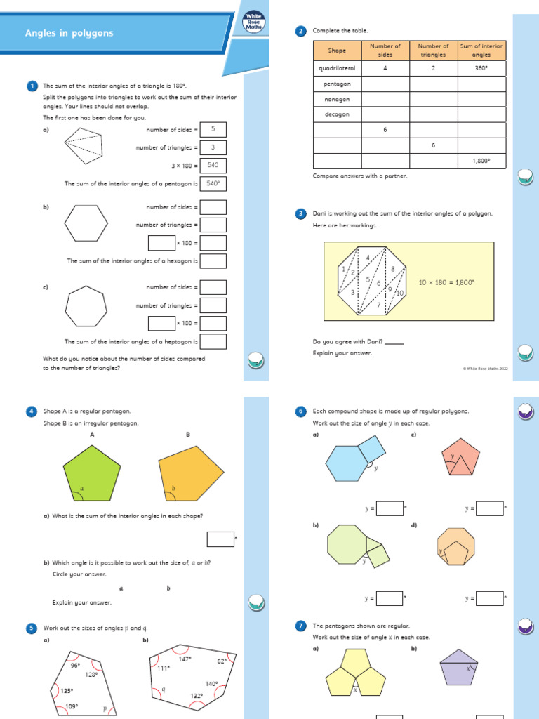 WO8 Angles in Polygons 2022 | PDF | Shape | Triangle