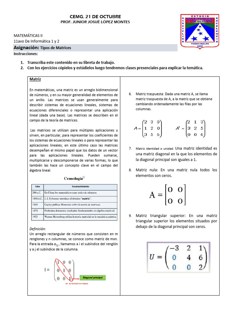 Mat Matriz | PDF | Matriz (Matemáticas) | Linealidad
