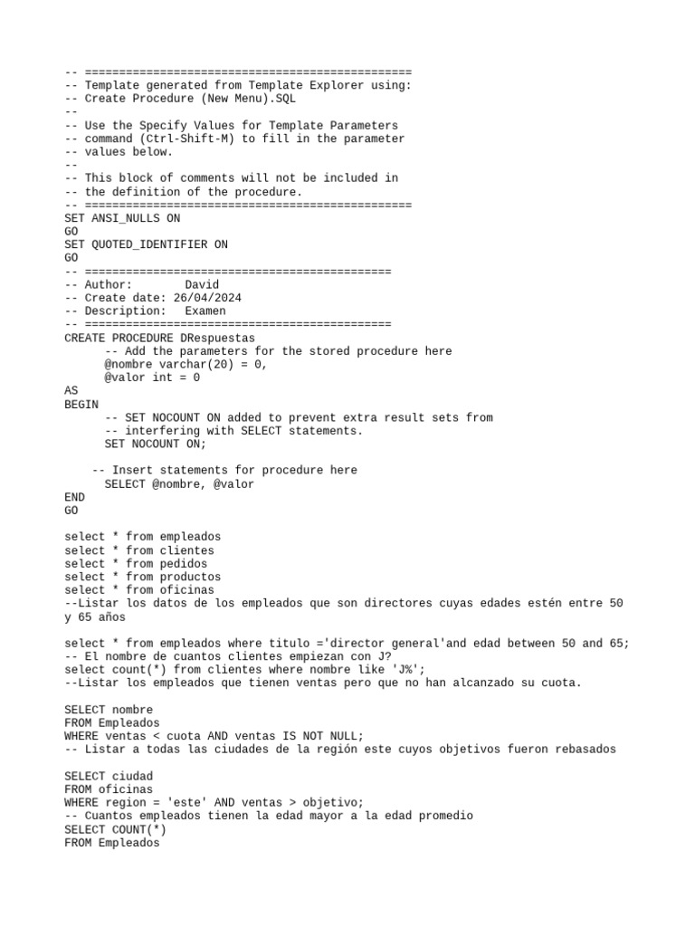 Examen de Base Datos 2024 Primer Bi | Descargar gratis PDF | SQL | Gestión de tecnología de la ...