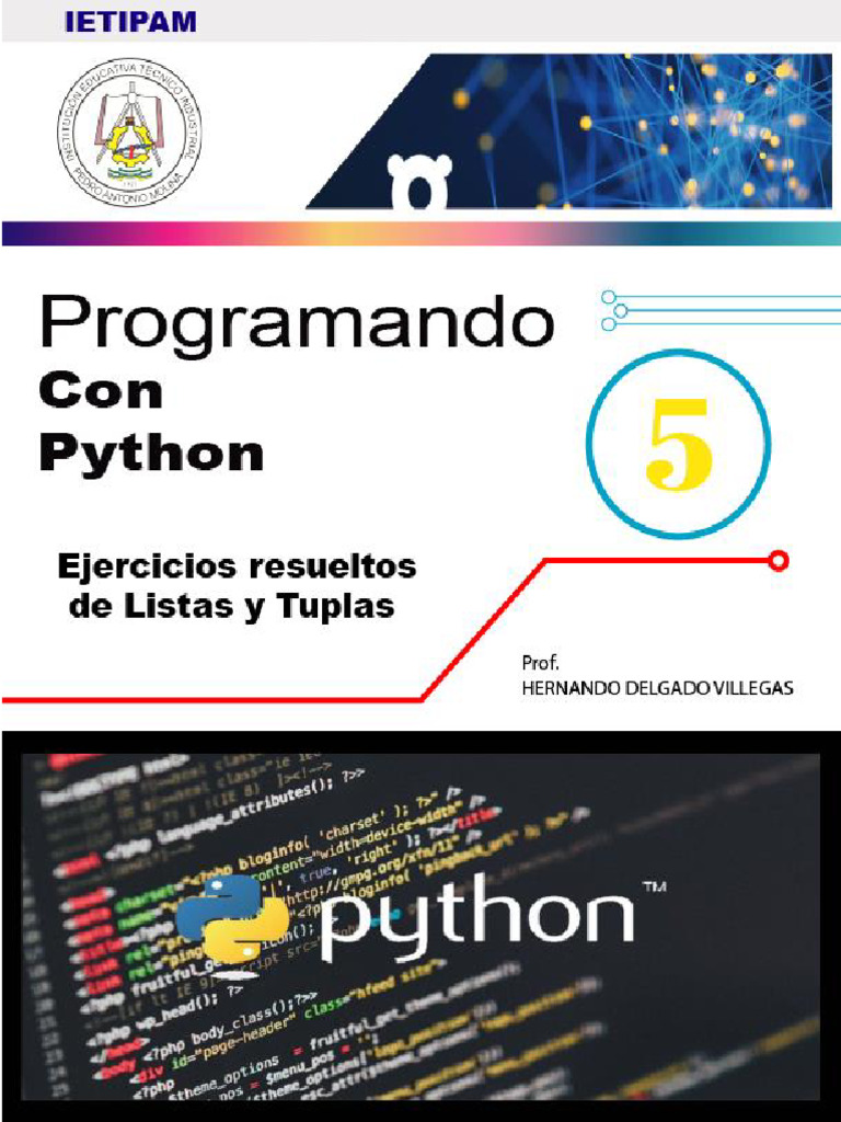 No. 5 EJERCICIOS DE LISTAS Y TUPLAS | PDF | Python (lenguaje de programación) | Matemáticas
