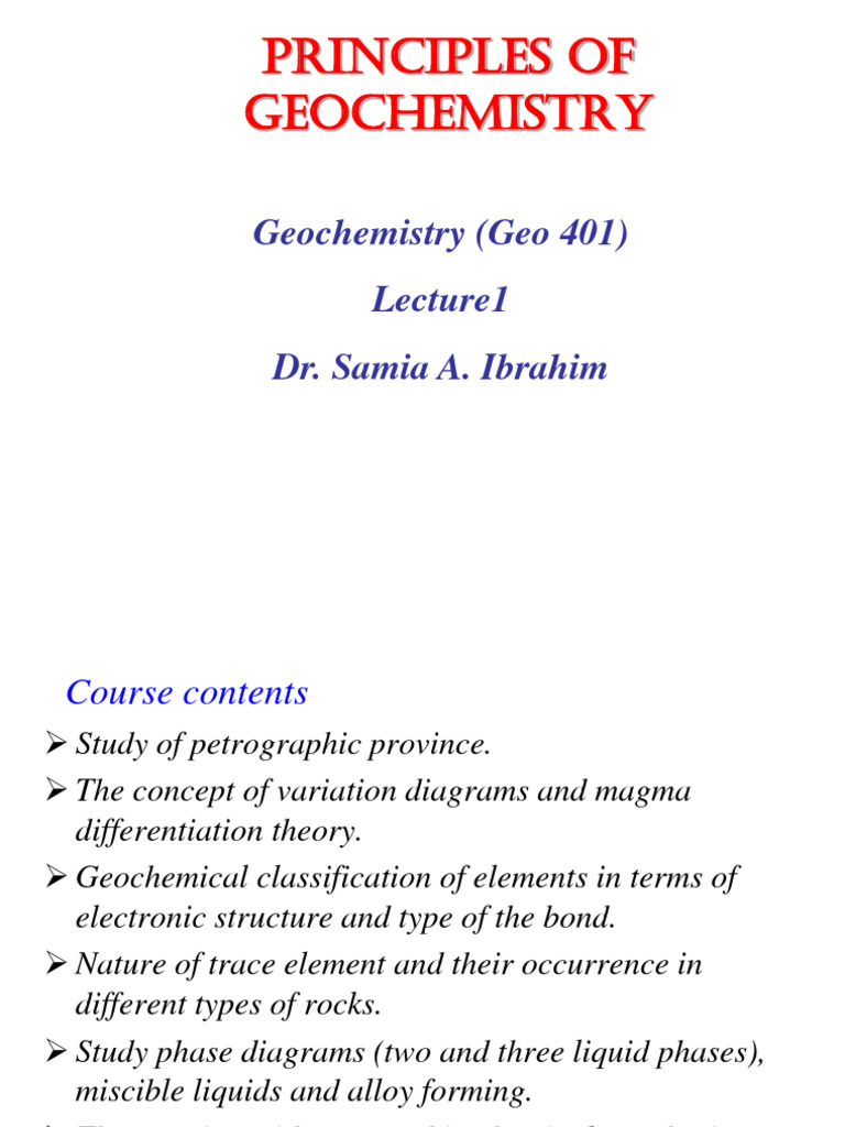 Geochemistry (Geo401) Lecture1 | PDF | Geochemistry | Planetary Core