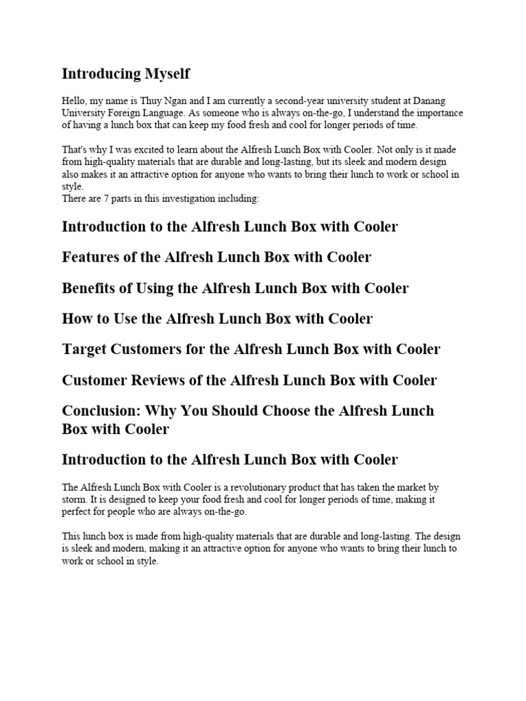 AlFresh Lunch Box | PDF | Meal | Lunch