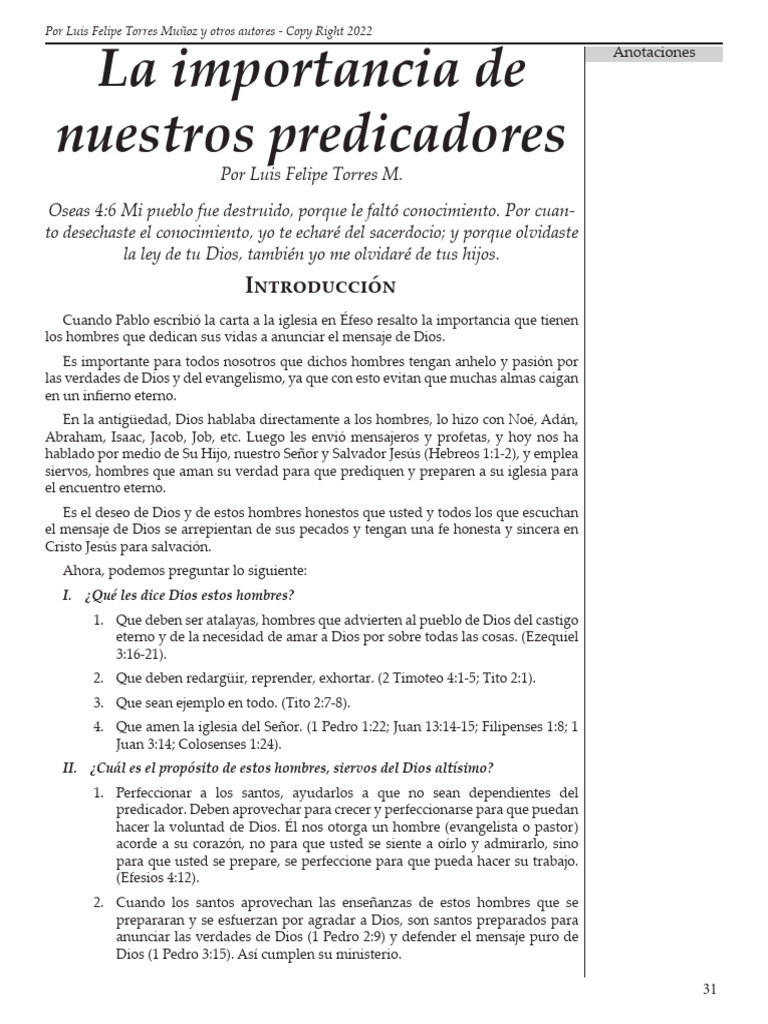 Leccion 01 La Importancia de Los Predicadores | PDF | Cristo (título ...