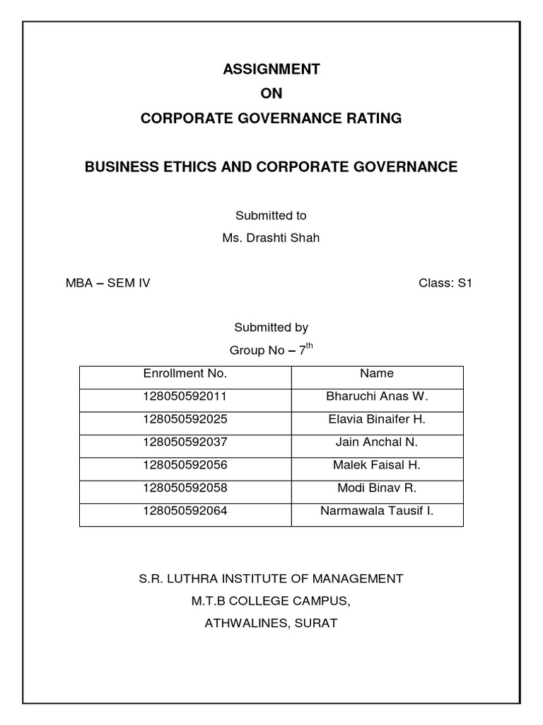 Corporate Governance Rating | PDF | Audit | Corporate Governance