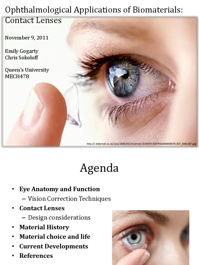 Biomaterials in Contact Lens Design | PDF | Contact Lens | Human Eye