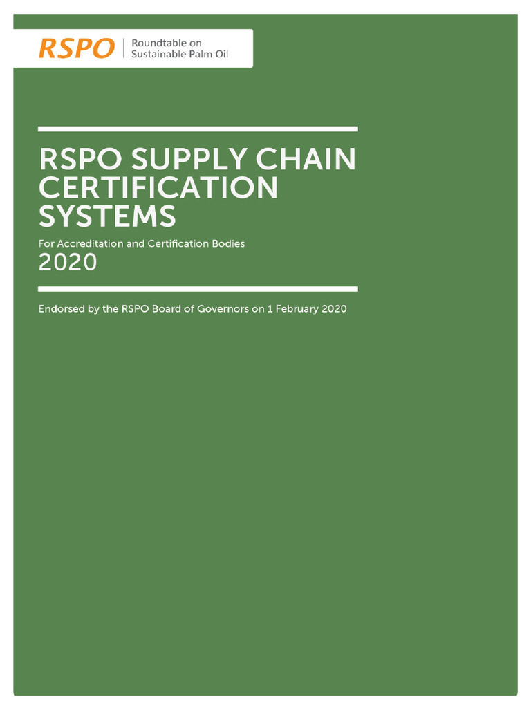 RSPO Supply Chain Certification Systems 2020 | PDF | Palm Oil ...