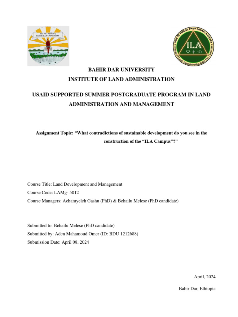 20240407_Individual Assignment_SD_Conflicts_Aden M. Omer | PDF | Sustainability | Eminent Domain