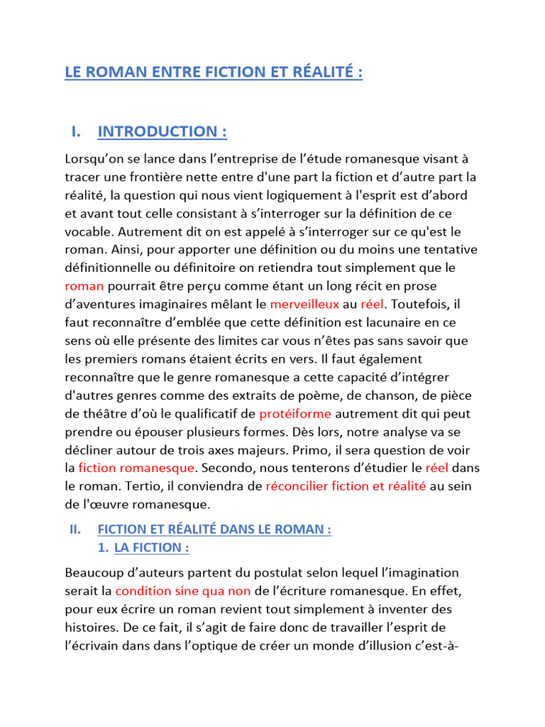 Roman : Fiction et Réalité Unies | PDF | Romans | Réalisme (littérature)