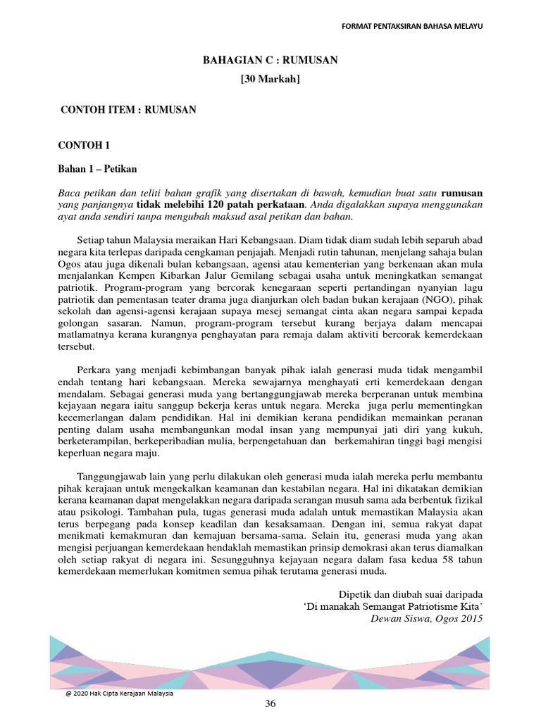 Buku Format Spm 2021 1103 Bahasa Melayu-36-39 | PDF